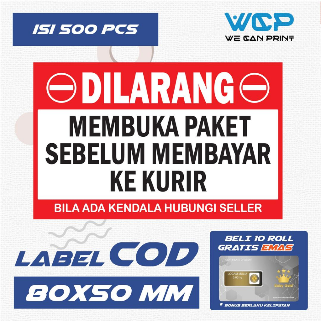 Jual LABEL STICKER COD STIKER PENGIRIMAN PAKET COD ONLINE SHOP OLSHOP ...
