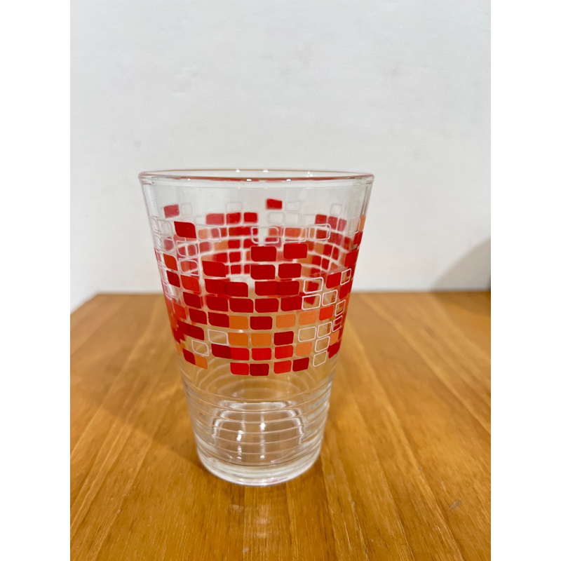 Jual gelas kaca motif kotak merah / gelas minum kaca | Shopee Indonesia