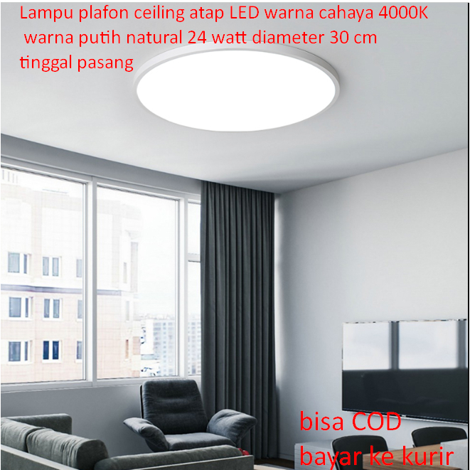 Jual Lampu plafon ceiling atap LED warna cahaya 4000K warna putih ...