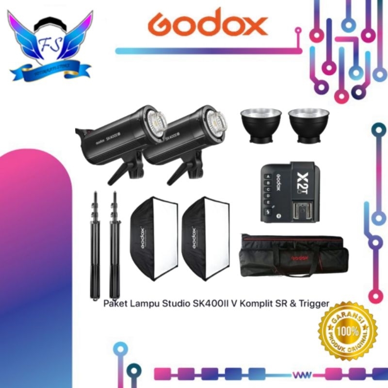 Jual Paket Lampu Studio Godox SK400ii-V SK400iiV SK400 ii V With X2T ...