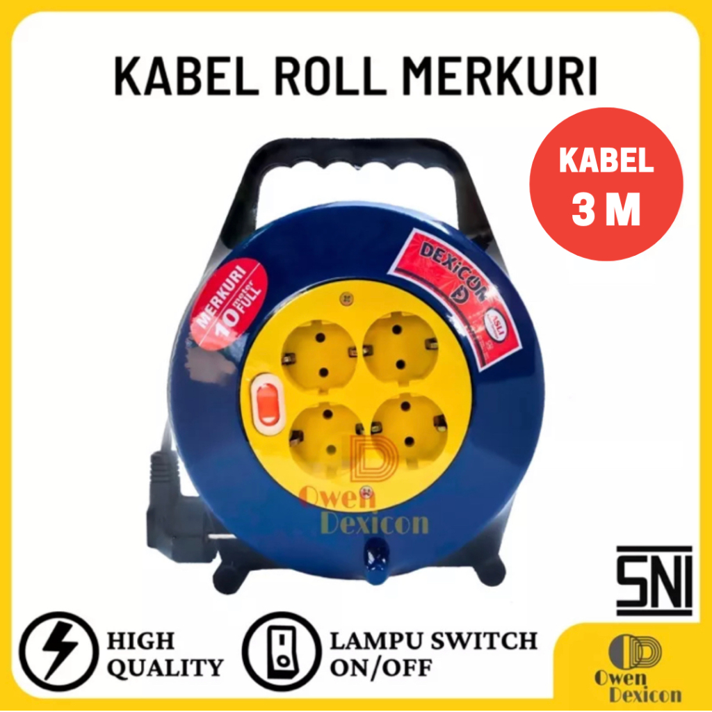 Jual ROLL KABEL BOX KABEL KABEL GULUNG 3 METER COLOKAN LISTRIK STOP ...