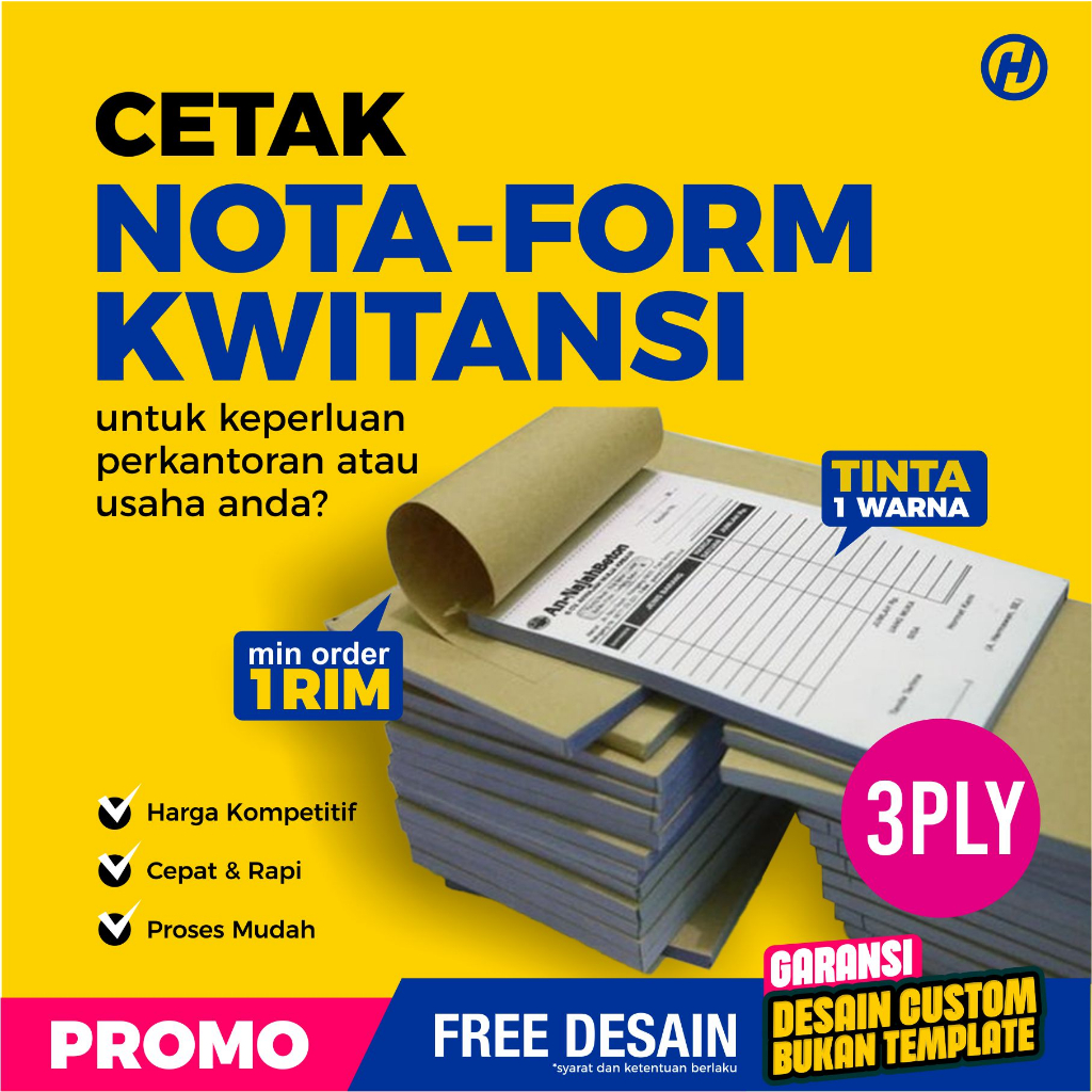 Jual CETAK NOTA FORM KWITANSI - CUSTOM DESAIN - 1 RIM - 3PLY | Shopee ...