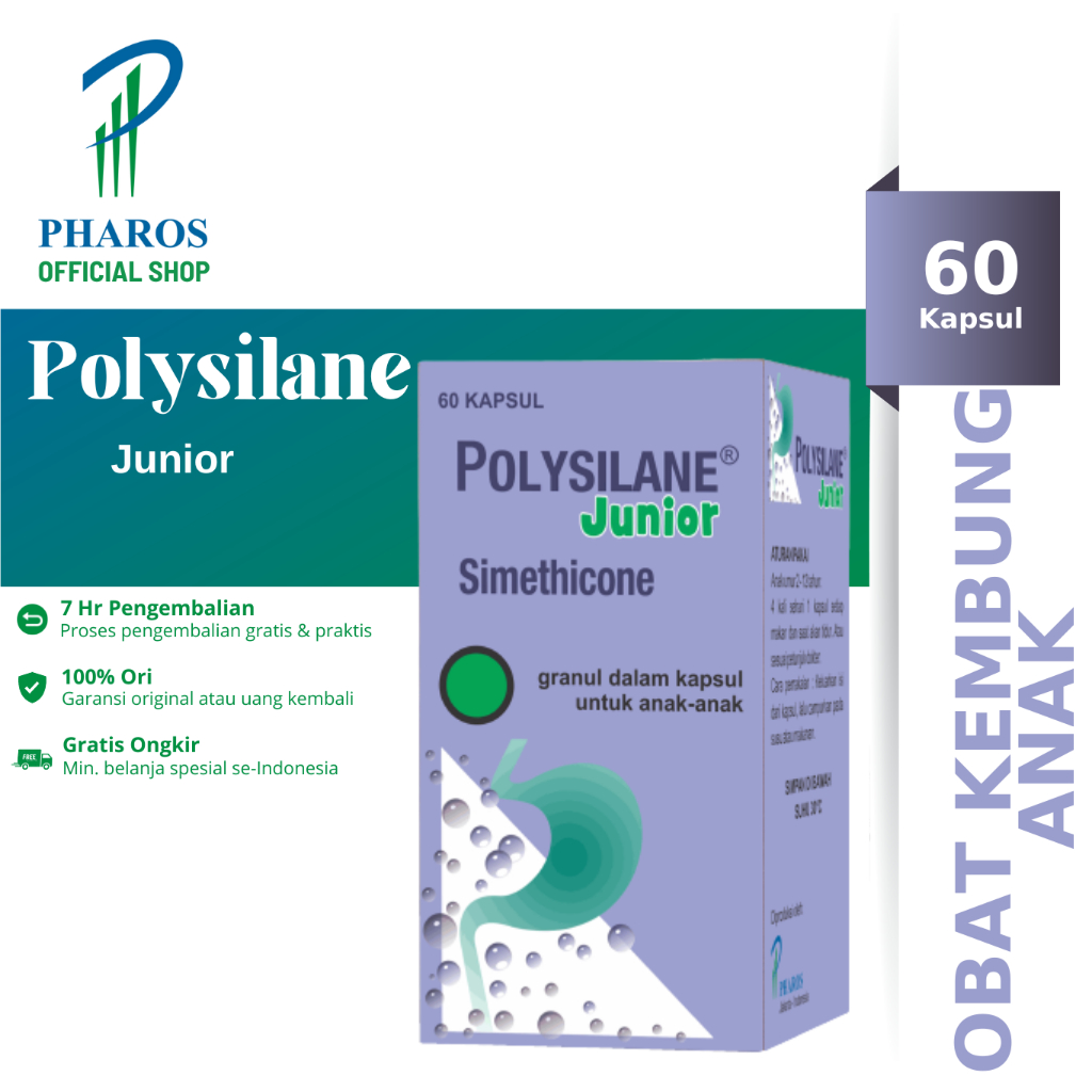 Jual Polysilane Junior - 1 Box isi 60 Kapsul - Obat Kembung Anak dan ...