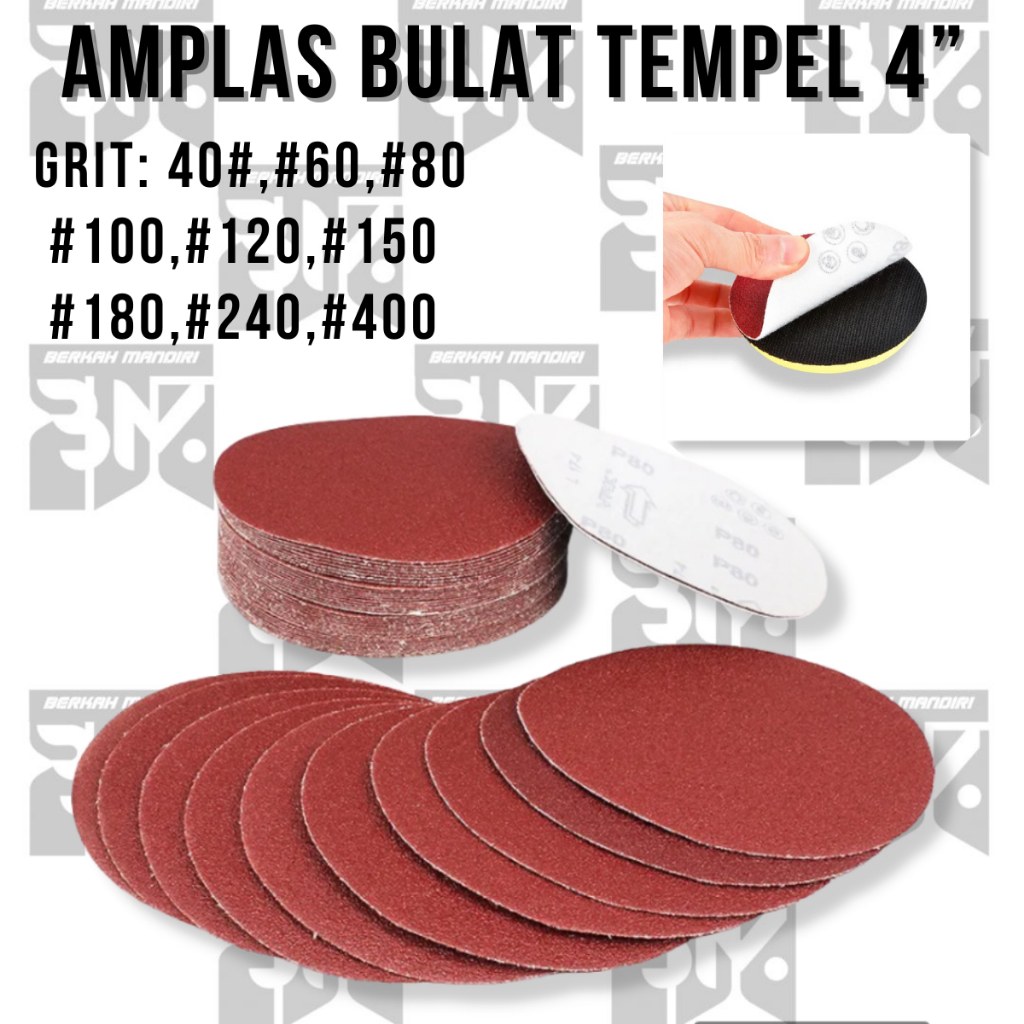 Jual Amplas Bulat Velcro Disc 4 Inch Grit 60 80 100 120 150 180 240 ...