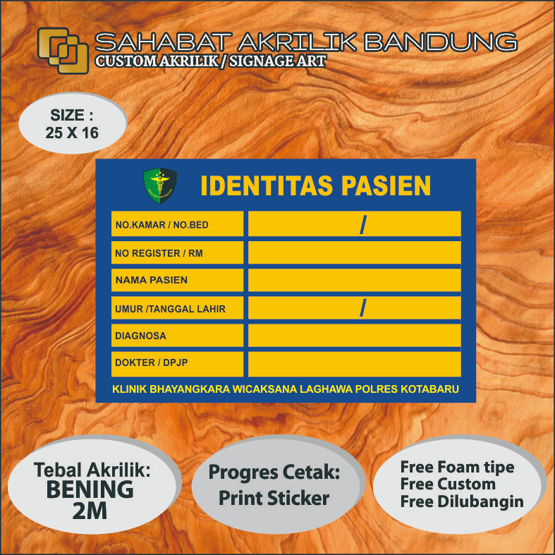 Jual AKRILIK SIGN IDENTITAS PASIEN | Shopee Indonesia