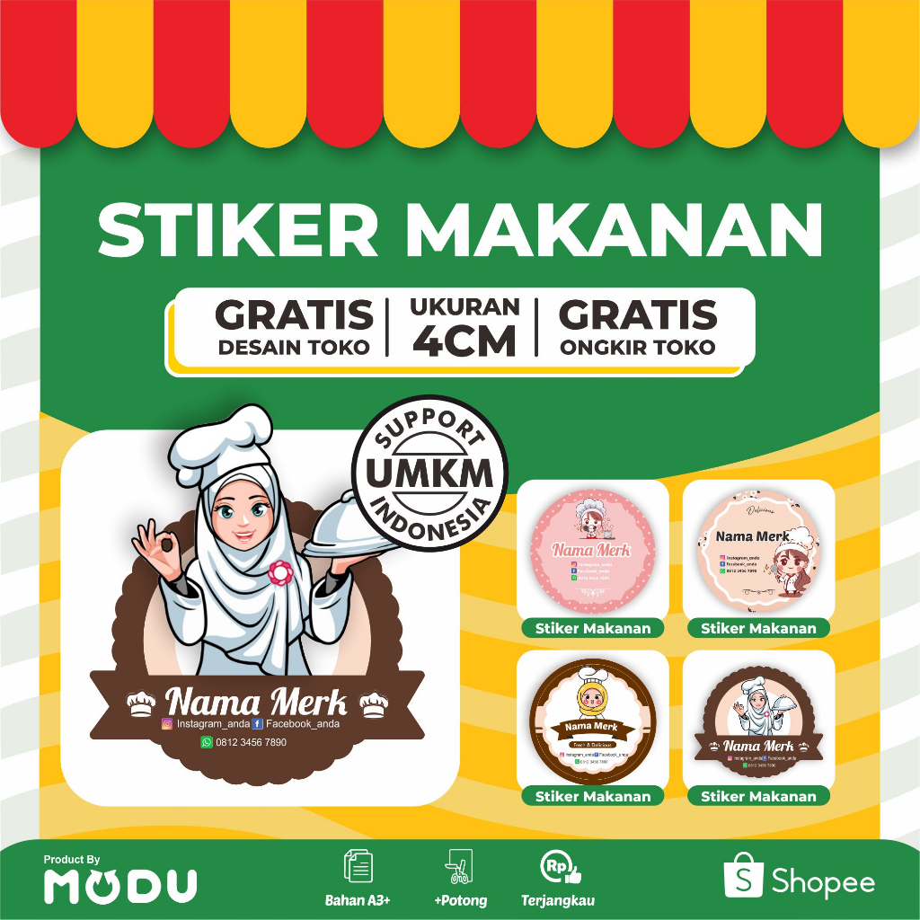 Jual STIKER LABEL 4CM UNTUK BOX MAKANAN/CATERING/SNACK/DESSERT/CAKE ...