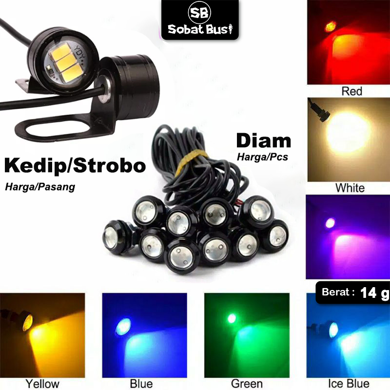 Jual Lampu LED Eagle Eye Mata Elang Kedip Strobo model Baut 23 mm Variasi Sein Aksesoris Mobil ...