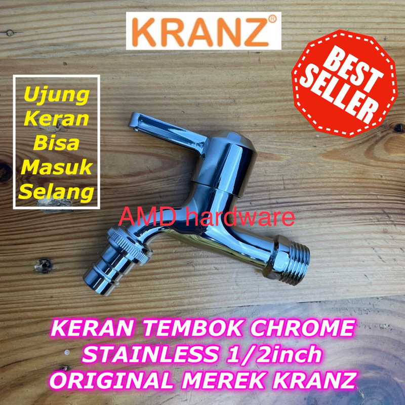 Jual ORIGINAL KRANZ KERAN AIR TEMBOK CHROME STAINLESS 1/2" DAPUR TAMAN ENGKOL KRAN BESI KROM ...