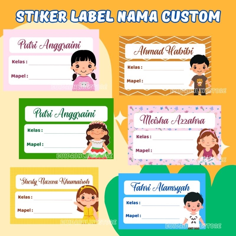 Jual Sticker Label Nama Custom Kelas Mata Pelajaran Label buku tulis ...