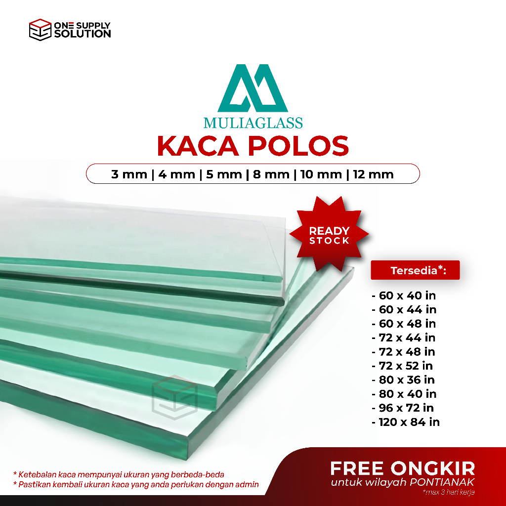 Jual Kaca Polos 3mm 4mm/ Kaca Bening Polos 3mm 4 mm/ Clear Glass/ Mulia ...