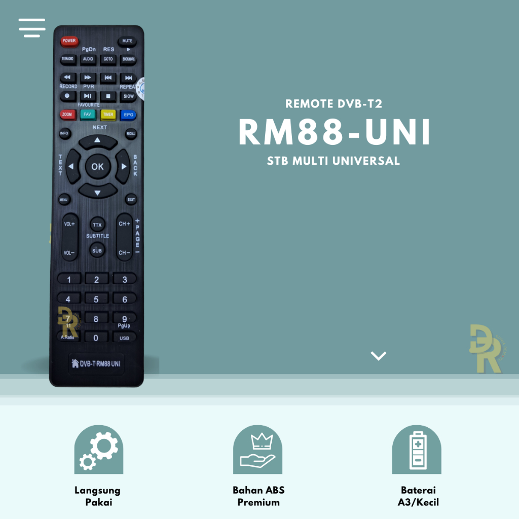 Jual Remot Remote Dvb-T2 RM88-UNI Tanpa Dus Stb Set Top Multi Universal ...