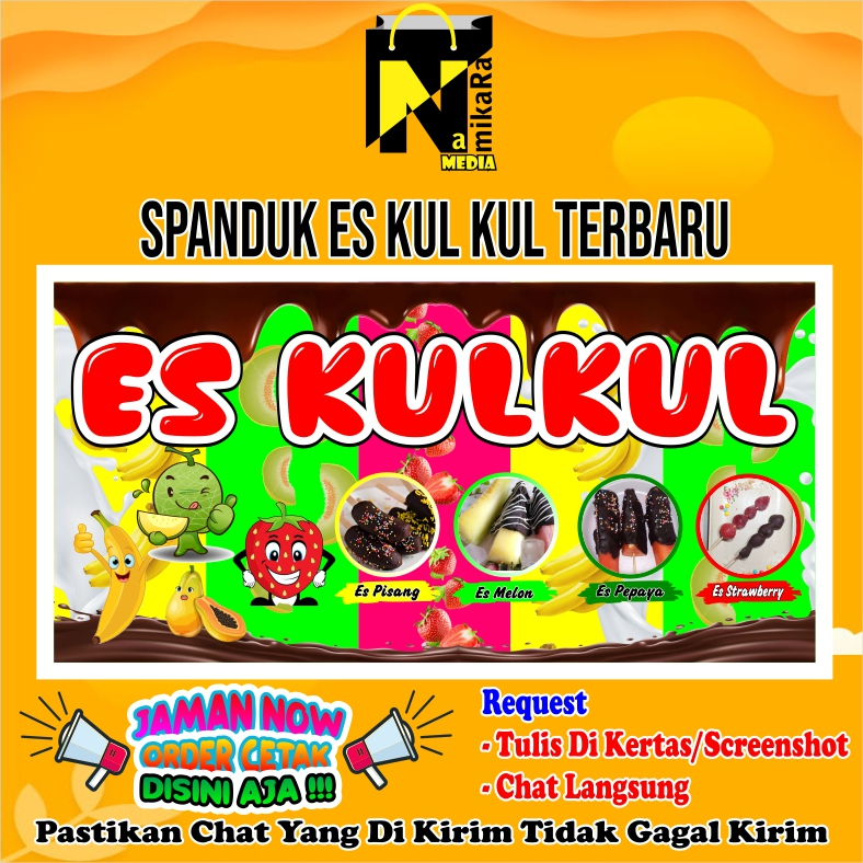 Jual Spanduk banner backdrop es Kulkul murah bisa custom / Banner Es ...