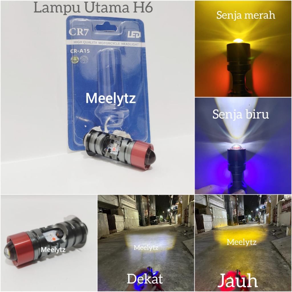 Jual Lampu Utama LED Laser H6 Ring Merah Jauh Dekat Putih Kuning plus senja Biru Merah AC DC A15 ...