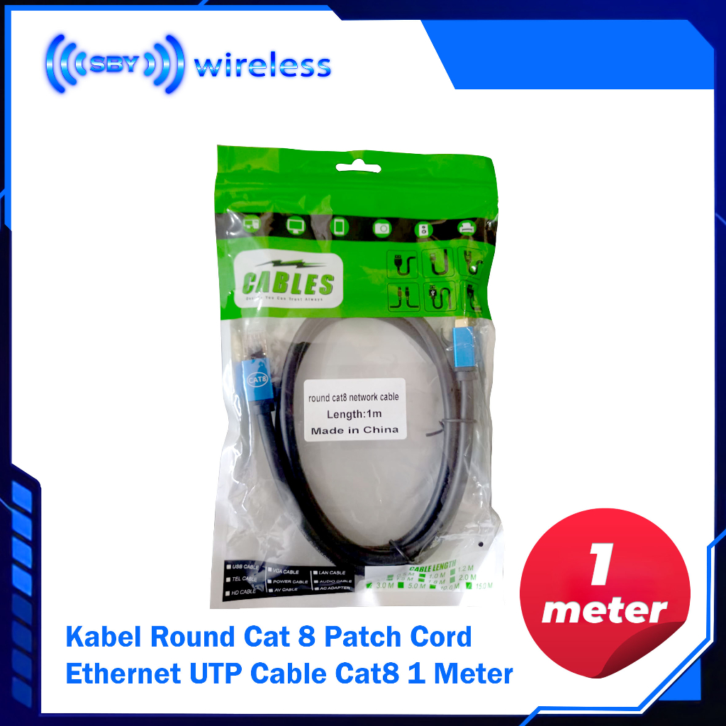 Jual Kabel Round Cat 8 Patch Cord Ethernet UTP Cable Cat8 Panjang 1 ...