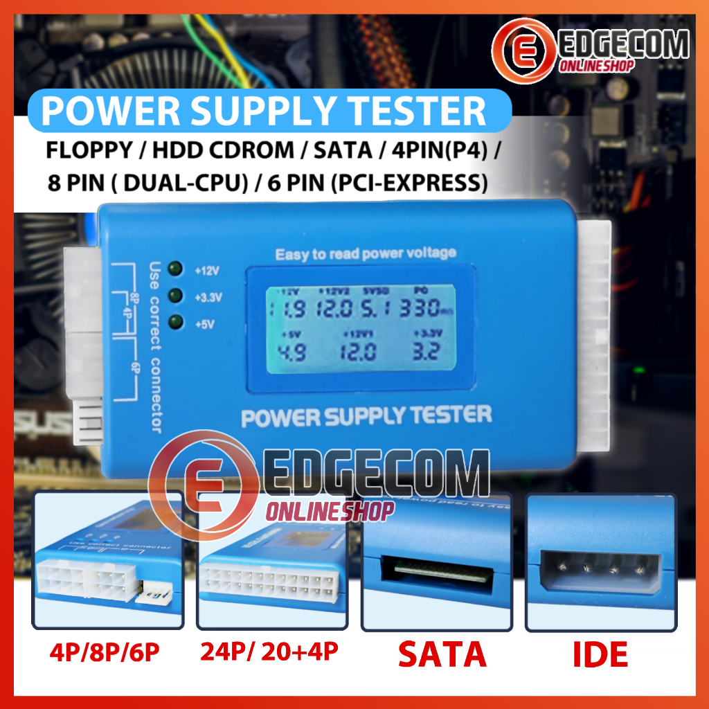 Jual Power Supply Tester LCD 20 24 PIN 4 PSU ATX BTX ITX SATA HDD ...