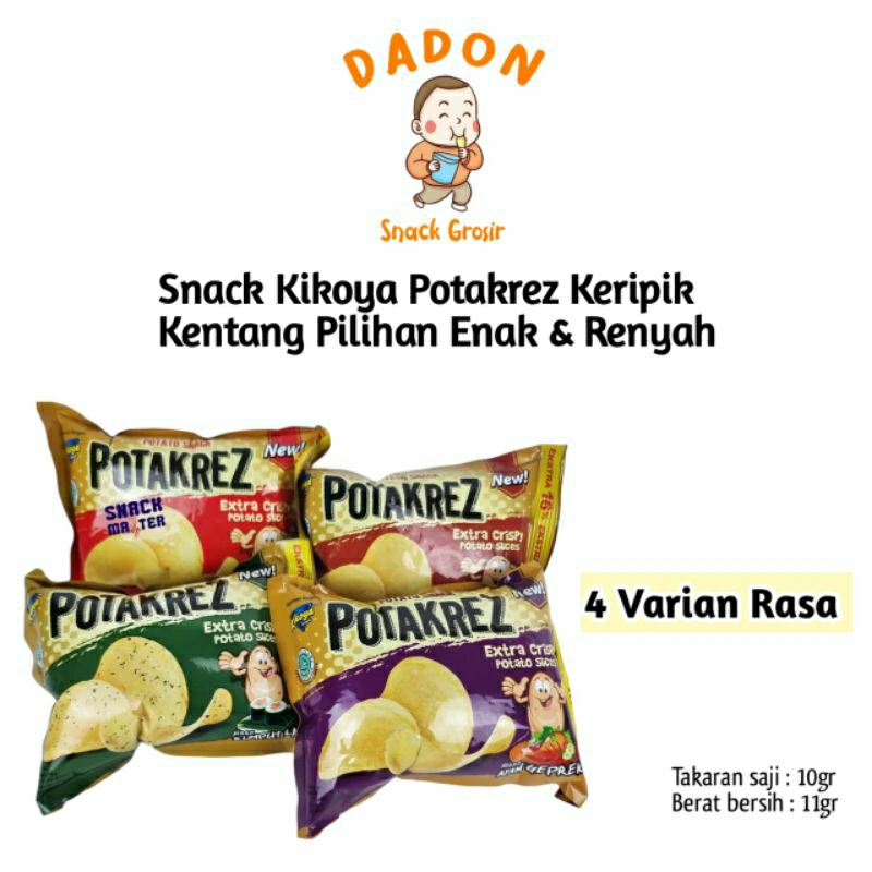 Jual Snack Kikoya Potakrez Potato varian rasa 1 Pack isi 10 pcs ...
