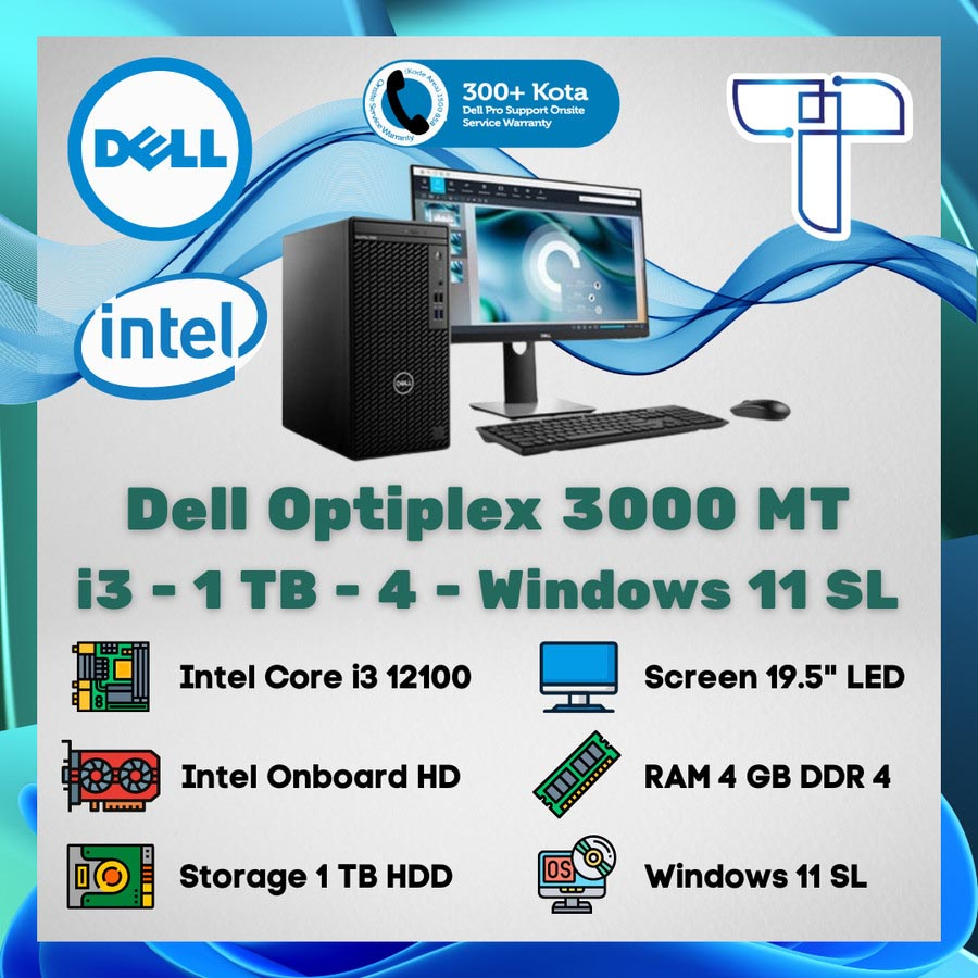 Jual Dell Optiplex 3000MT 3000 MT Desktop - i3 - 1 TB - 4 - Windows 11 ...
