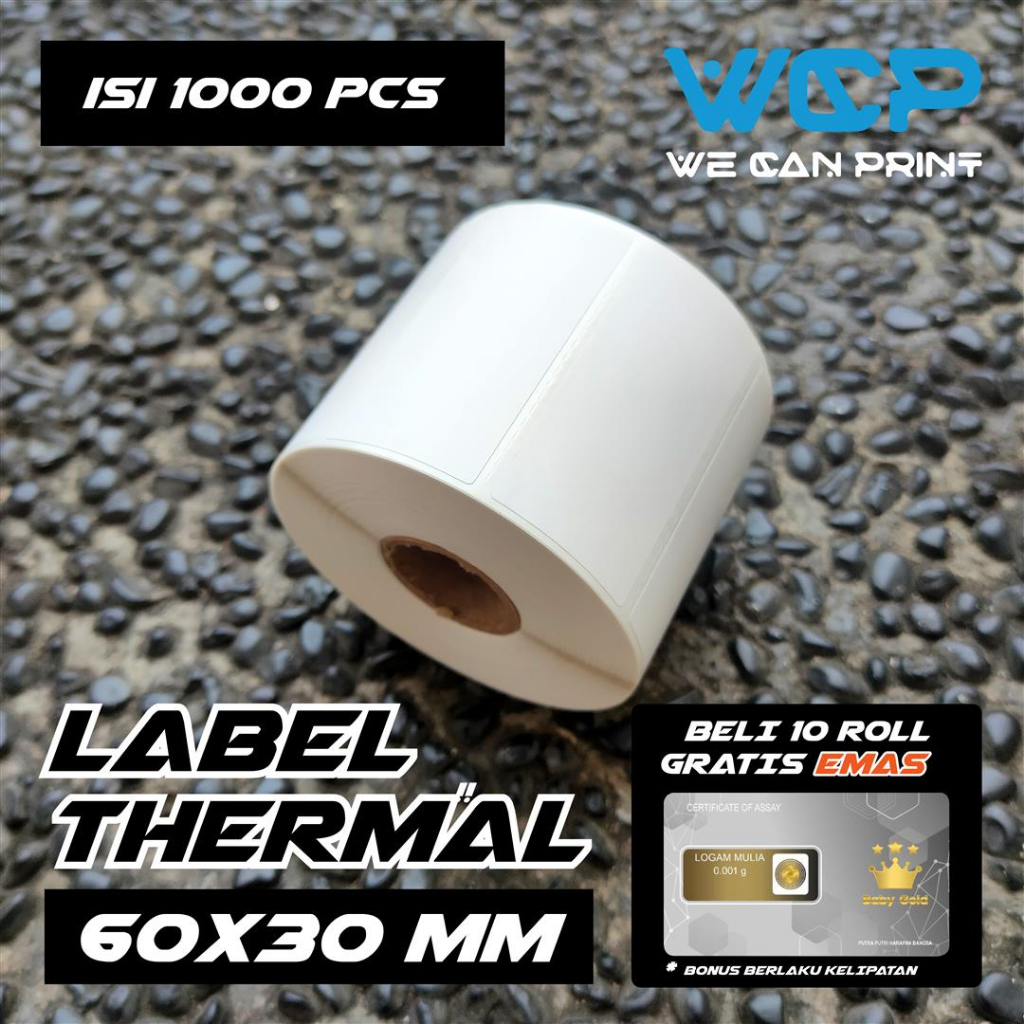 Jual Stiker Label Thermal 60x30 Kertas Sticker Barcode 60 x 30 mm isi ...