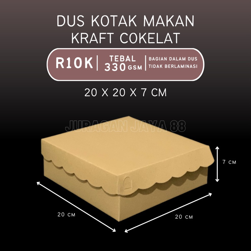 Jual Dus Kotak Makan R10K 20cm x 20cm x 7cm Kraft Cokelat (Ketebalan ...