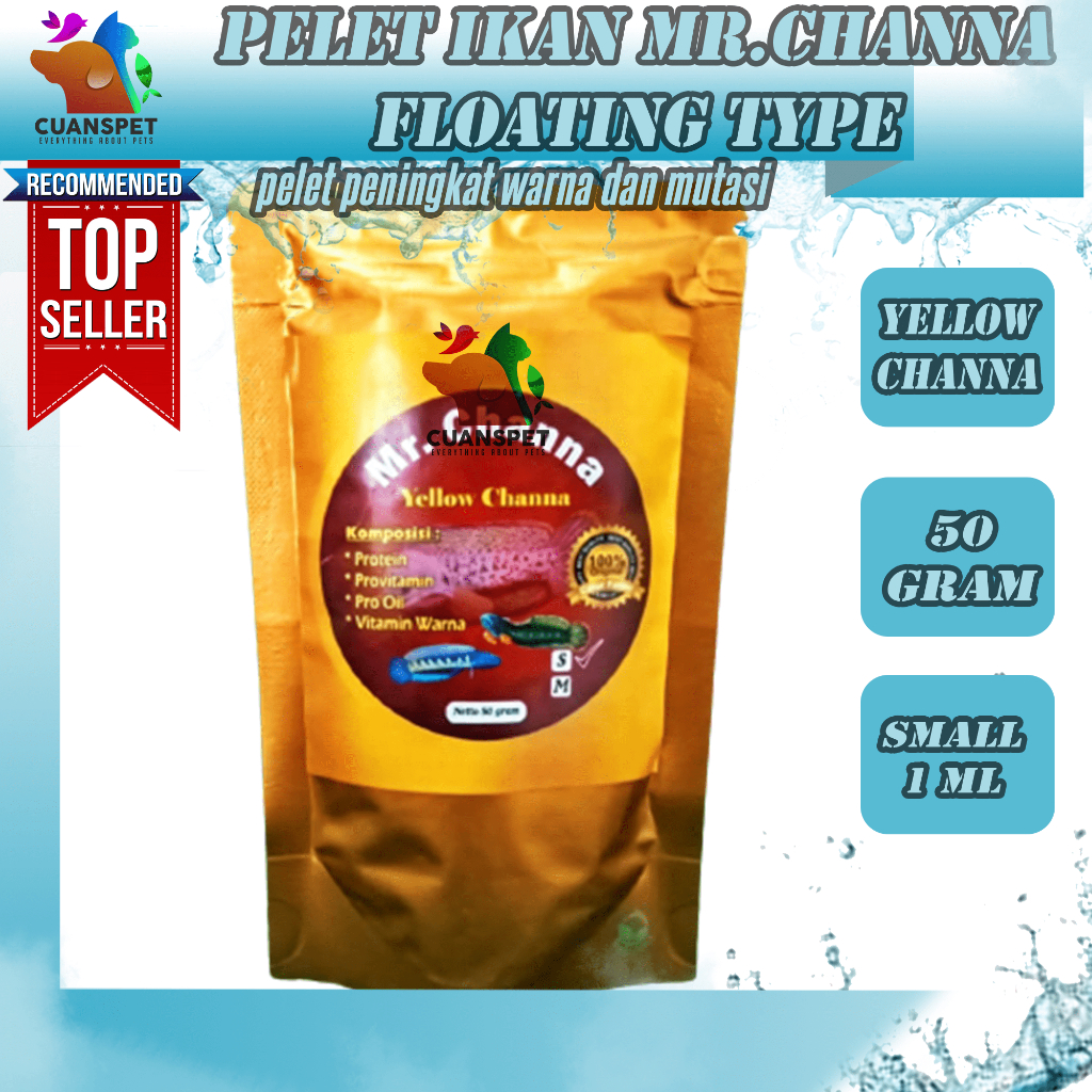 Jual PAKAN IKAN CHANNA PELET MR CHANNA YELLOW PREMIUM 50GRAM CHANNA MARU YELLOW SENTARUM CHANNA ...