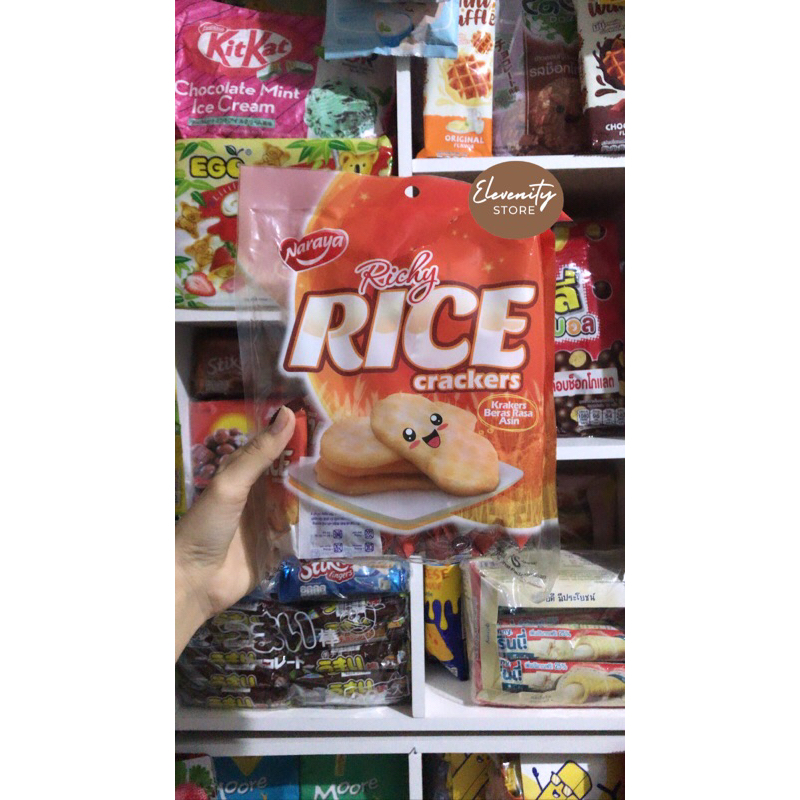 Jual Naraya Ricky Snow Crackers Salt Corn Cheese Rice Crackers ECER ...