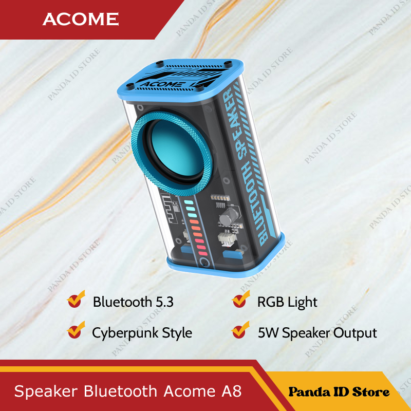 Jual Speaker Bluetooth 5.3 Acome A8 Blue Transparant Portable TWS 5W ...