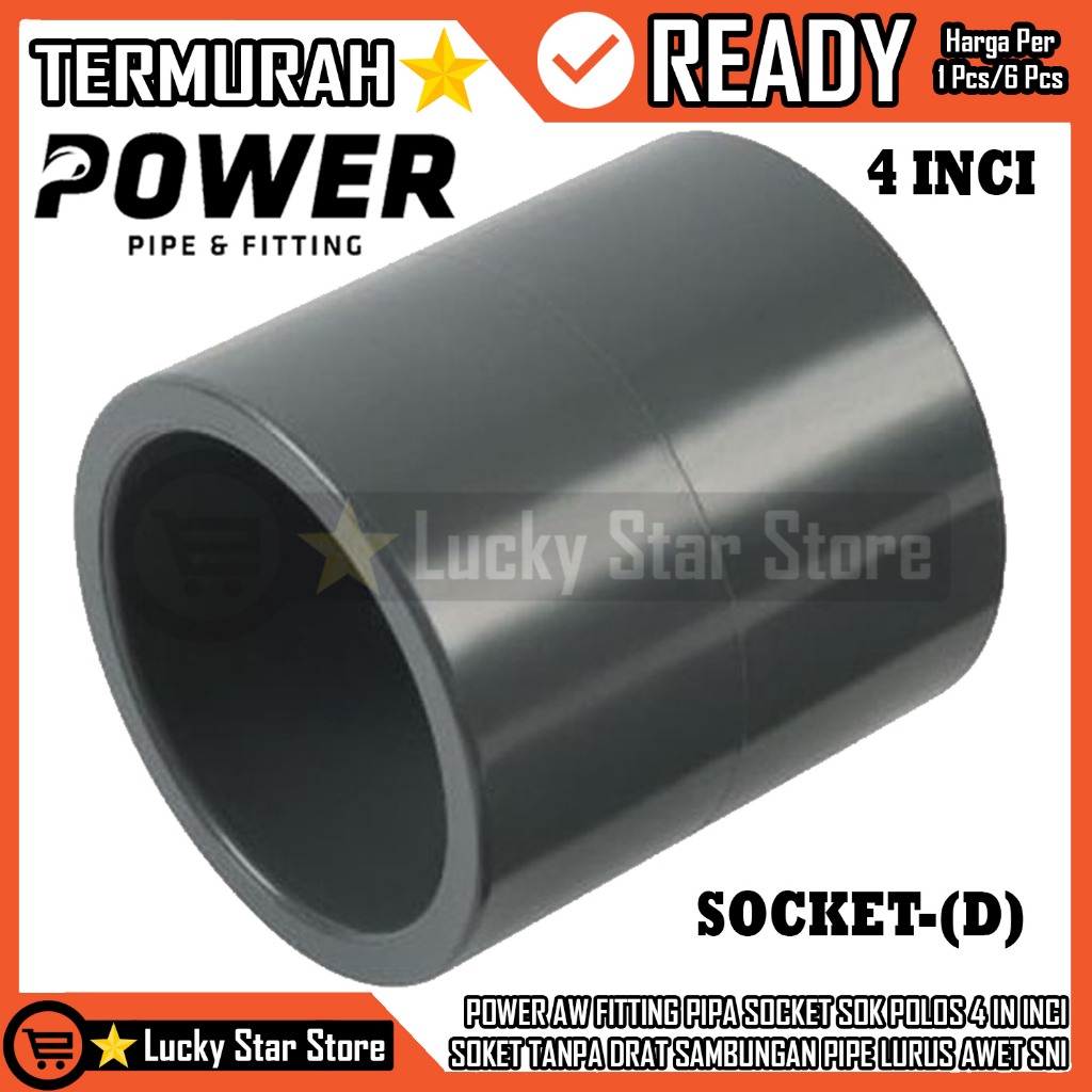Jual POWER AW FITTING PIPA SOCKET SOK POLOS 4 IN INCI INCHI INCH D PVC ...