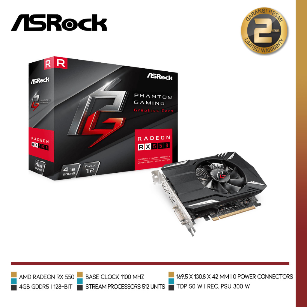 Jual ASROCK Phantom Gaming Radeon RX550 4G | Shopee Indonesia