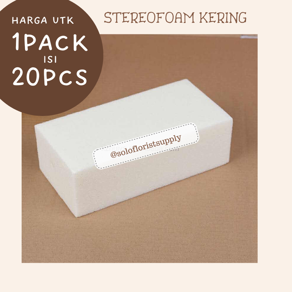 Jual FOAM PUTIH BUSA BUNGA 1 PCS TERMURAH 20x10x5cm | Oasis busa bunga ...