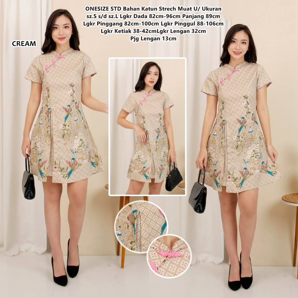 Jual Dress Batik Jibao Loose Katun Stretch kerah shanghai cheongsam ...