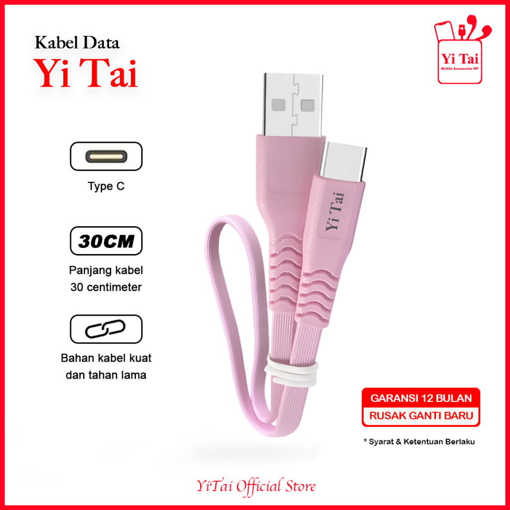 Jual YI TAI - Kabel Data Type C Usb Gepeng Fast Charging 30cm | Shopee ...