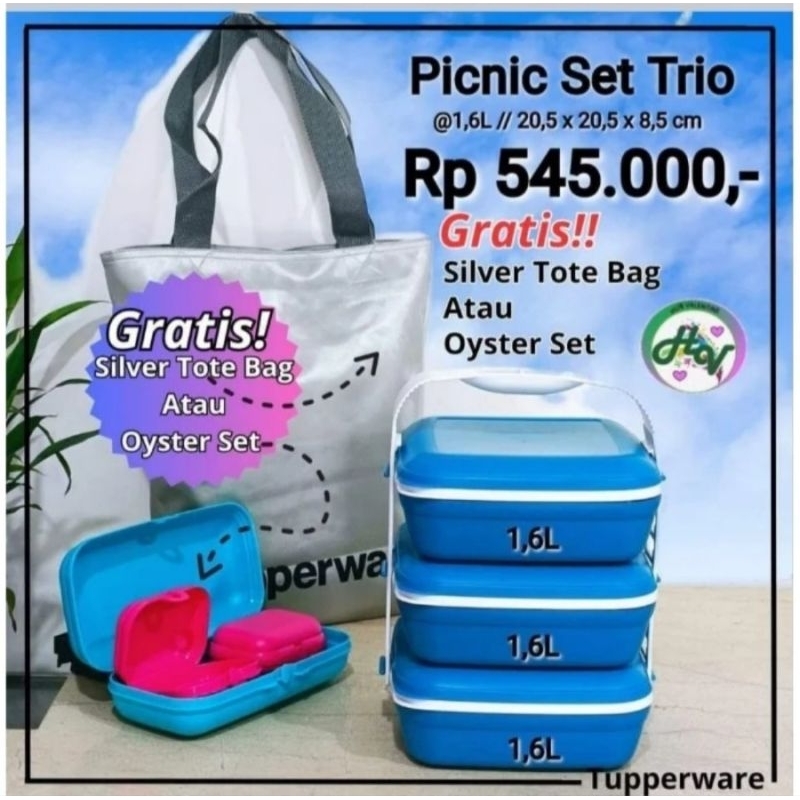 Jual Tupperware picnic set trio rantang susun with free | Shopee Indonesia