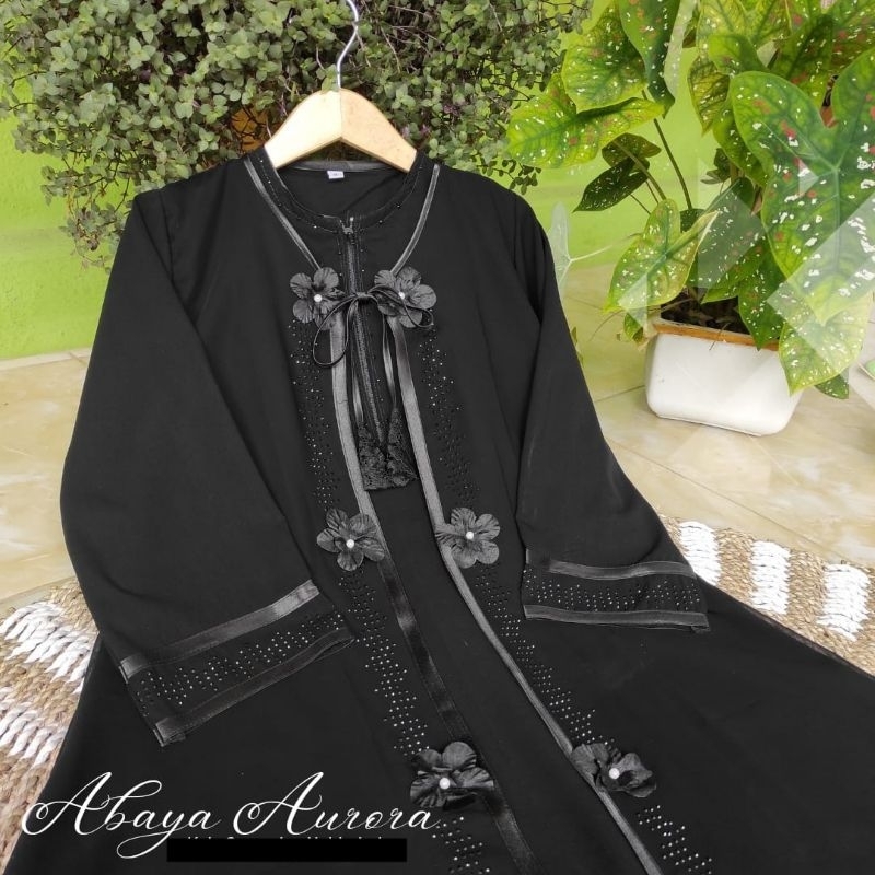 Jual Abaya Aurora Couple Ibu Anak gamis hitam outer manik payet mewah ...