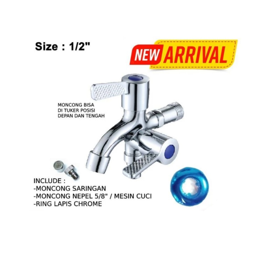 Jual Keran Air Double Shower / Mesin Cuci / Kran Cabang K-Tul 1/2" ONDA ...