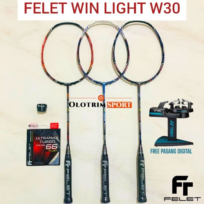 Jual Raket Badminton FELET WIN LIGHT W30 W 30 78gr 5u 32lbs Original ...
