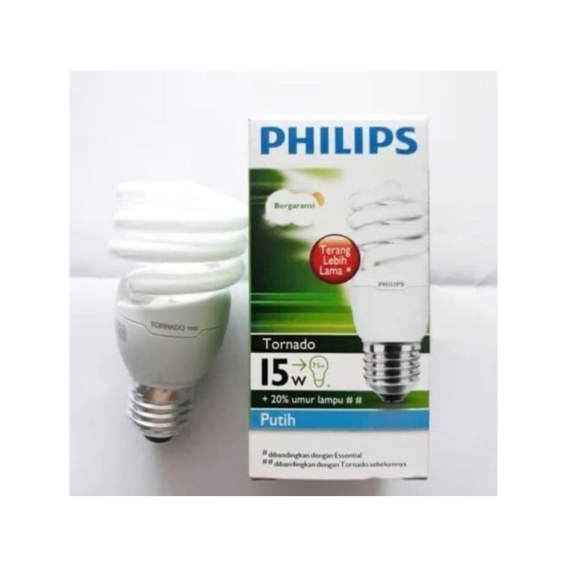 Jual lampu philips tornado 15 watt putih / lampu philips spiral / philips 15 watt / lampu ...