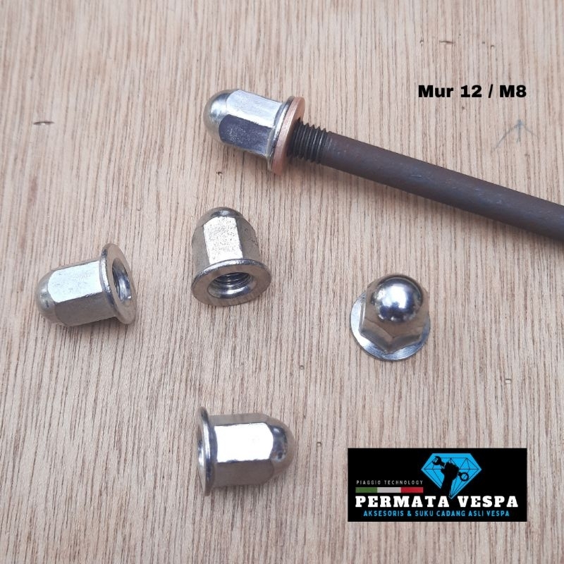 Jual Mur Topi Vespa M8 Mur 12 Velg Vespa Baut Blok Vespa Universal ...