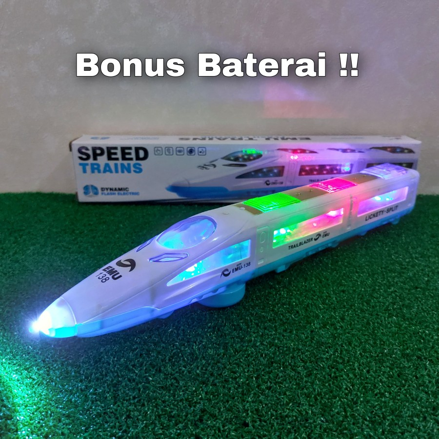 Jual Mainan Kereta Cepat MRT Speed Train ada Lampu Suara Free Baterai ...