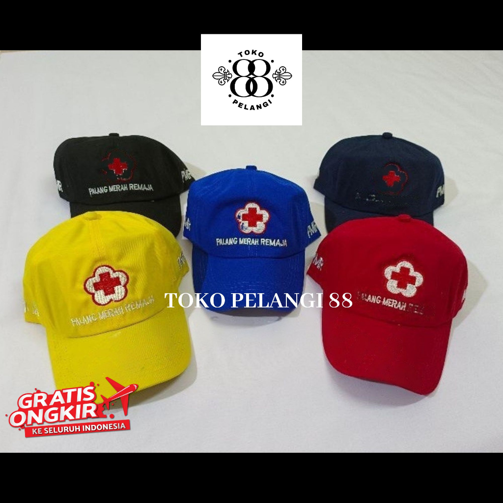 Jual Topi PMR PMI Biru Kuning Dongker Bordir Topi Palang Merah Remaja ...