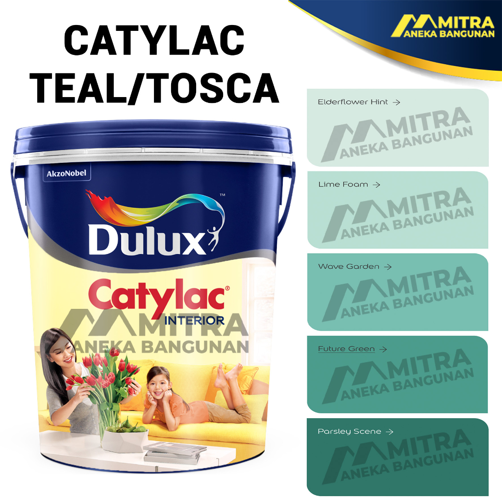 Jual CAT TEMBOK DULUX CATYLAC INTERIOR 5 KG / DUSTY TOSCA TEAL | Shopee ...
