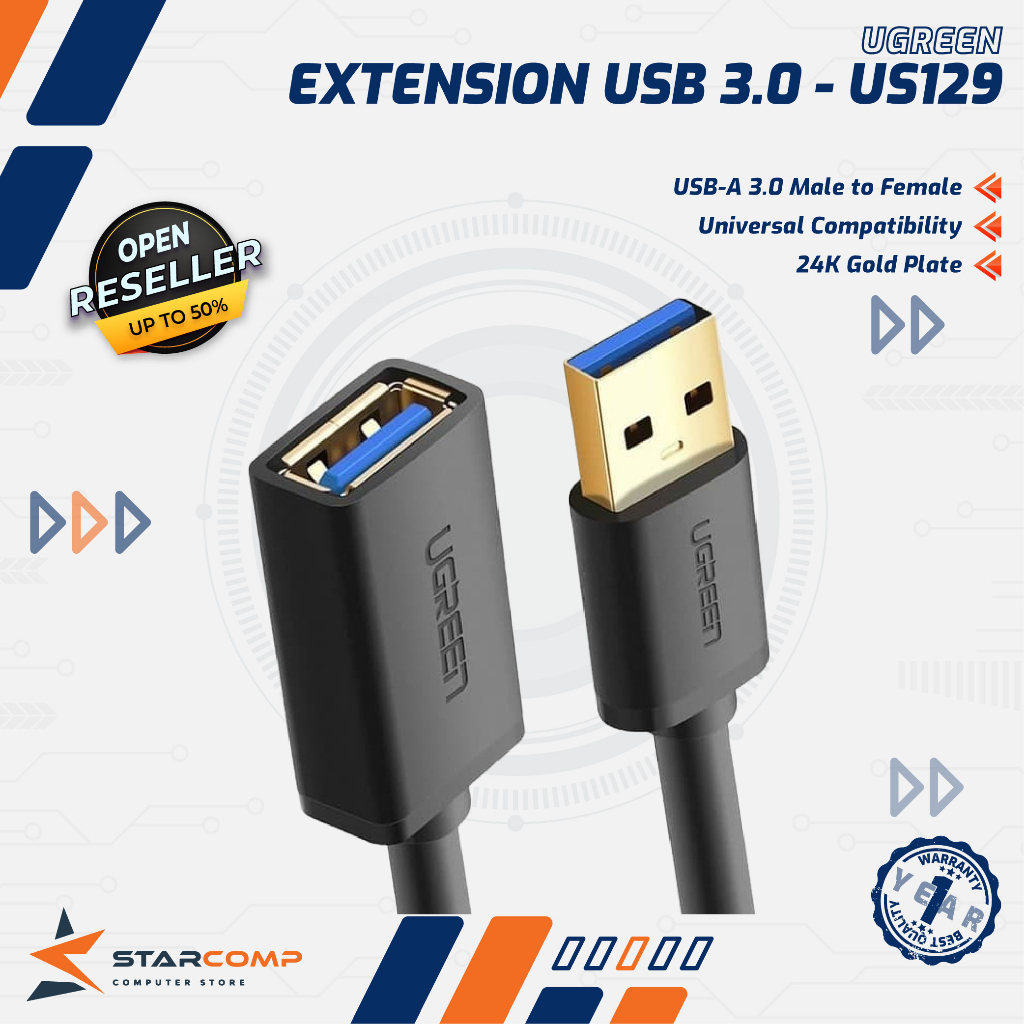 Jual UGREEN Kabel USB 3.0 Extension Male to Female - US129 | Shopee ...