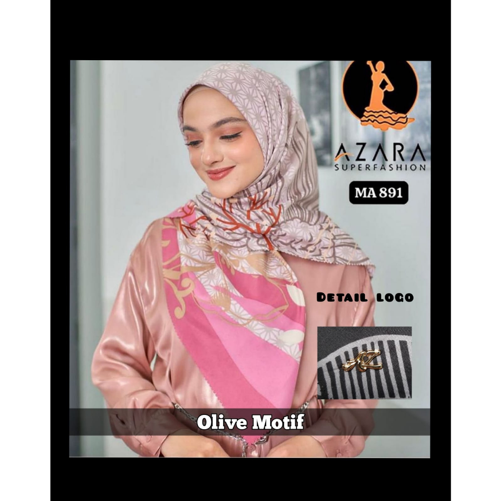 Jual AZARA Metal Logo OLIVE LC VOAL MOTIF Laser Cut Tidak Licin Hijab ...