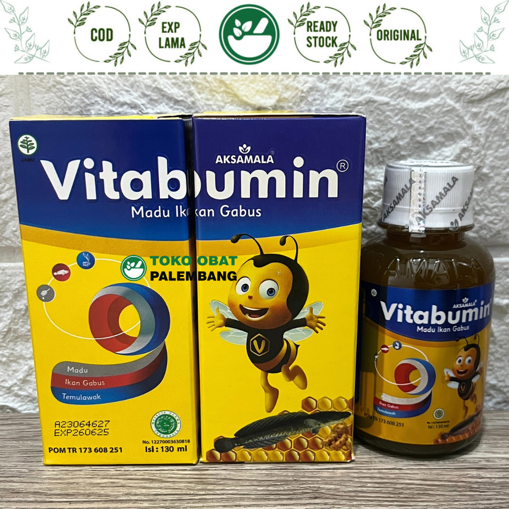 Jual VITABUMIN 130ML MADU IKAN GABUS MADU ANAK NAFSU MAKAN ALBUMIN TEMULAWAK CURCUMIN AKSAMALA ...