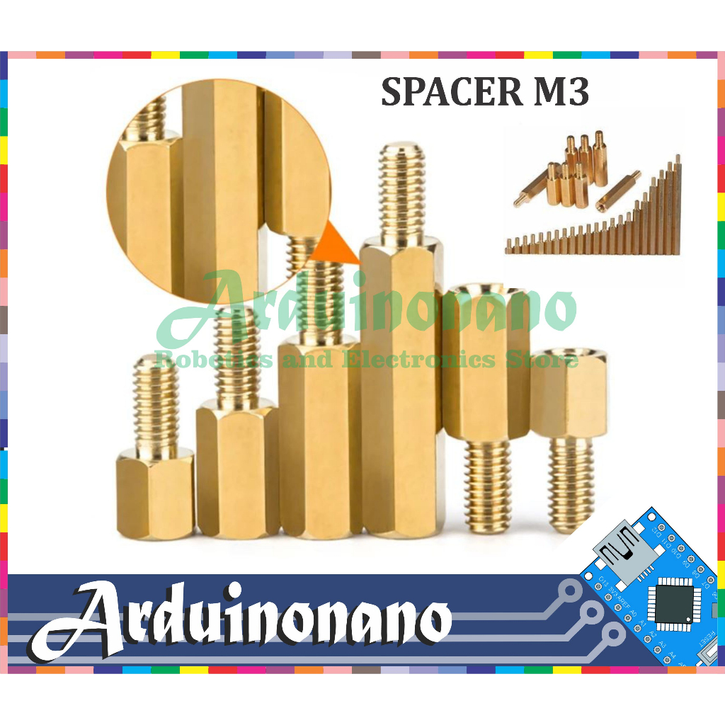 Jual SPACER KUNINGAN BESI M3 HEX HEXAGONAL SCREW M3X5+6 HIGH 5MM 5 MM M ...