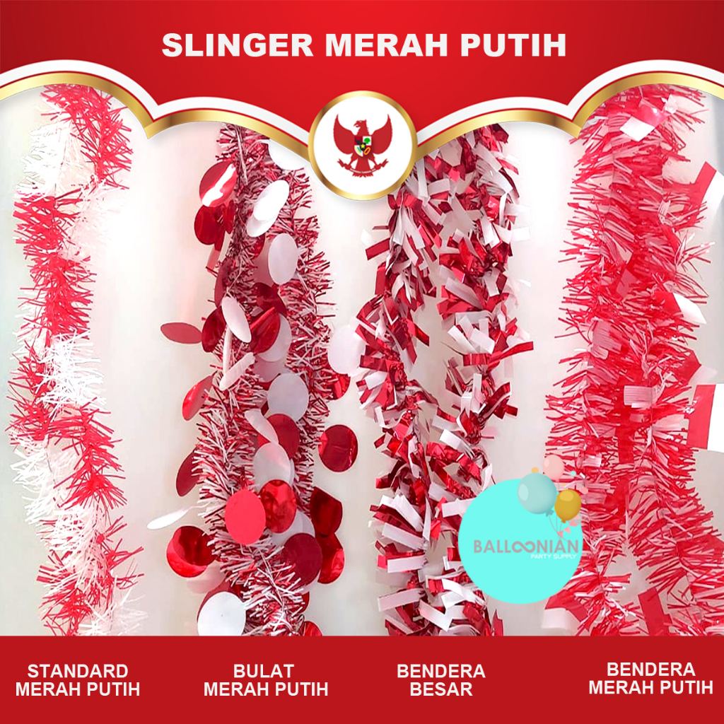 Jual Slinger Merah Putih/Slinger Rumbai Dekorasi/Slinger DIrgahayu ...