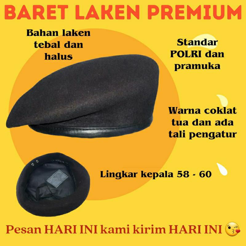 Jual TOPI BARET PREMIUM TEBAL FREE PIN PENGGALANG/ BARET LAKEN/ BARET ...