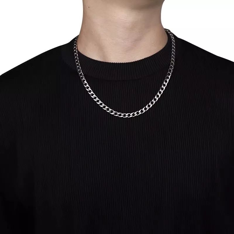 Jual KALUNG PRIA TITANIUM RANTAI BAJA STAINLESS SILVER MODEL PUNK ...