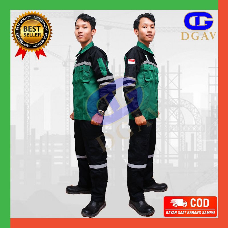 Jual wearpack safety setelan,seragam kerja hijau kombinasi hitam ...