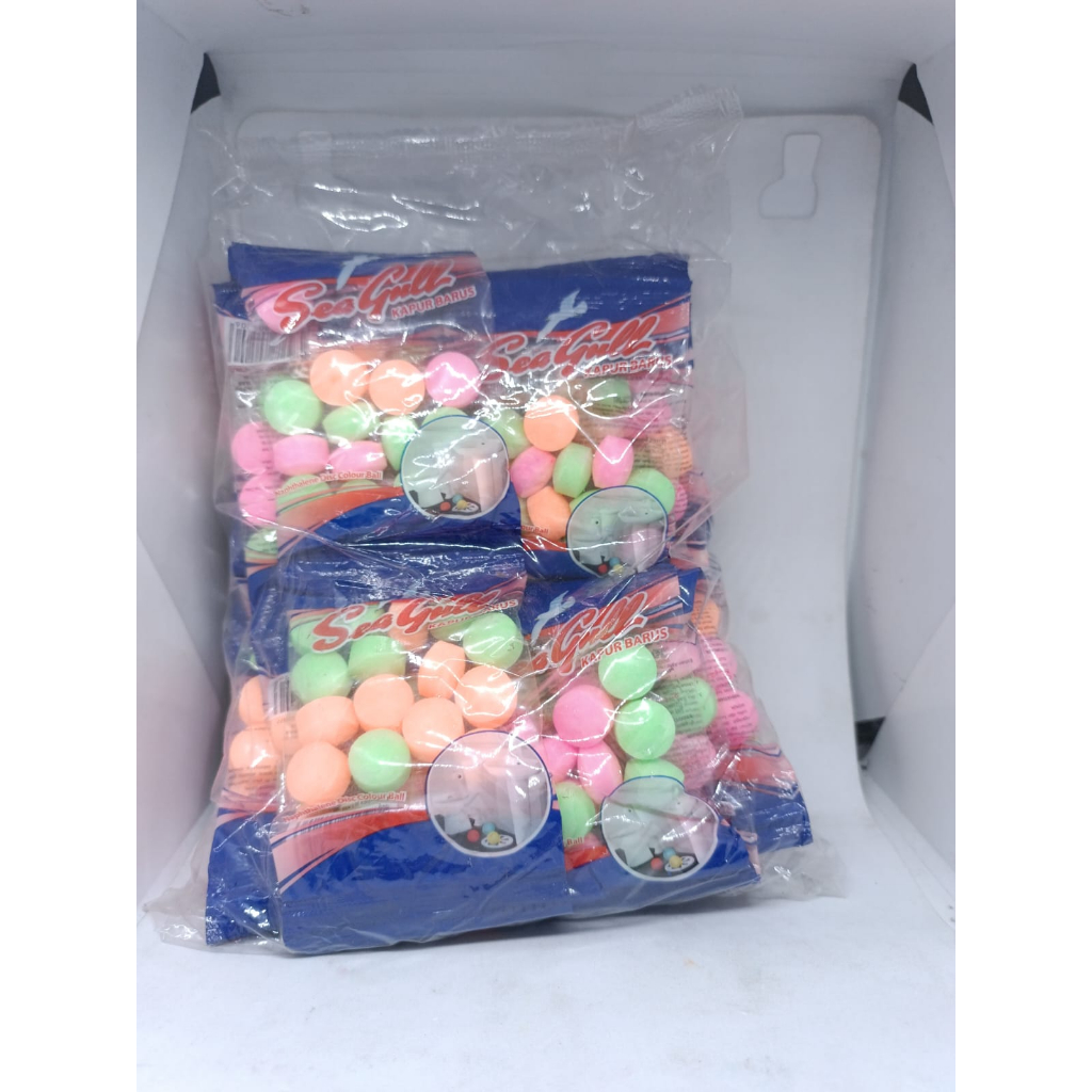 Jual KAPUR BARUS KAMPER RENCENG PUTIH WARNA WARNI MEREK SEAGULL 1 PAK ...