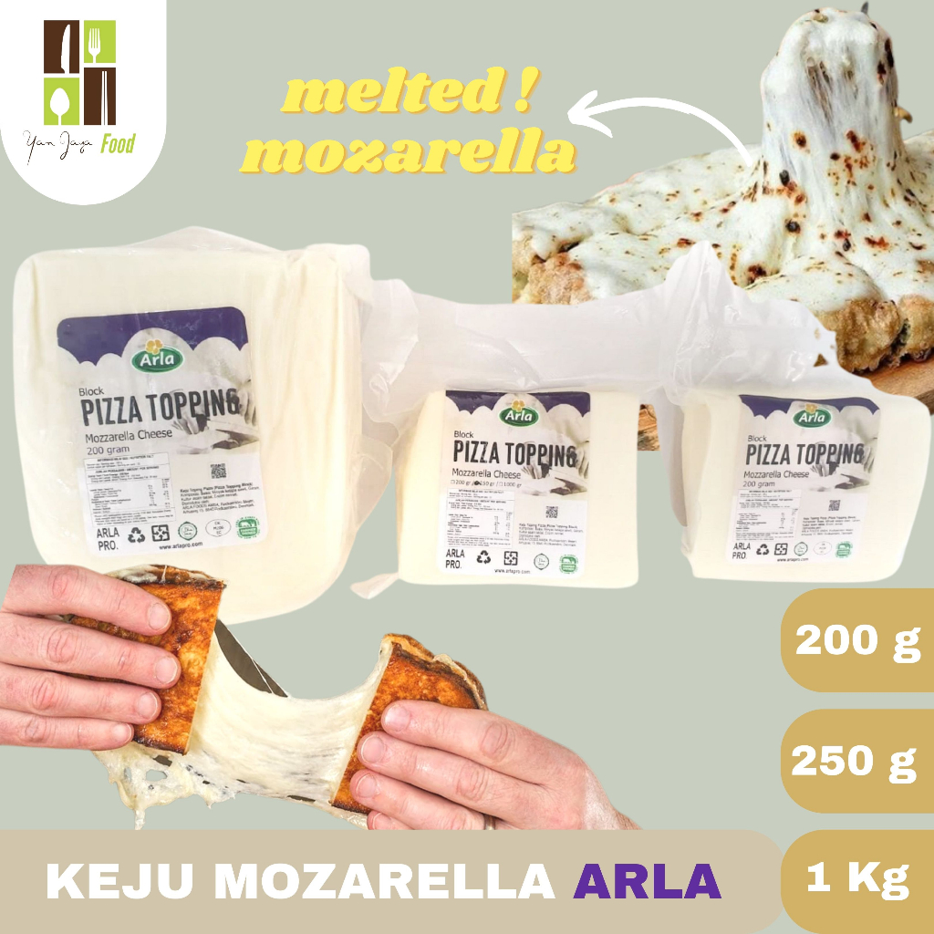 Jual KEJU MOZARELLA ARLA PIZZA TOPPING UNSALTED 200GR / 250GR / 1KG ...